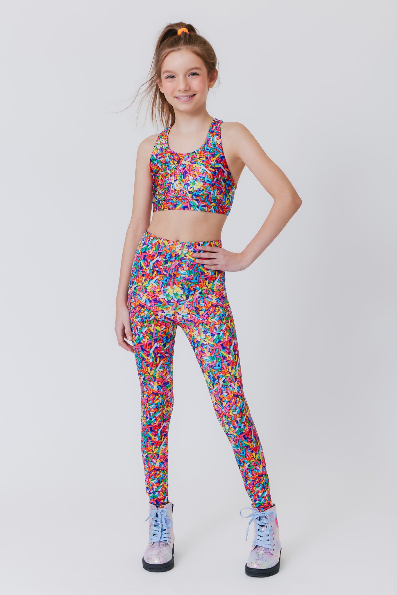 Girls Sports Bra in Rainbow Sprinkles – Terez.com
