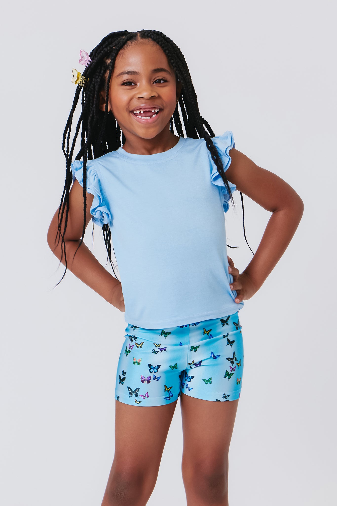 Girls Ruffle Sleeve Crop Tee in Cotton Candy – Terez.com