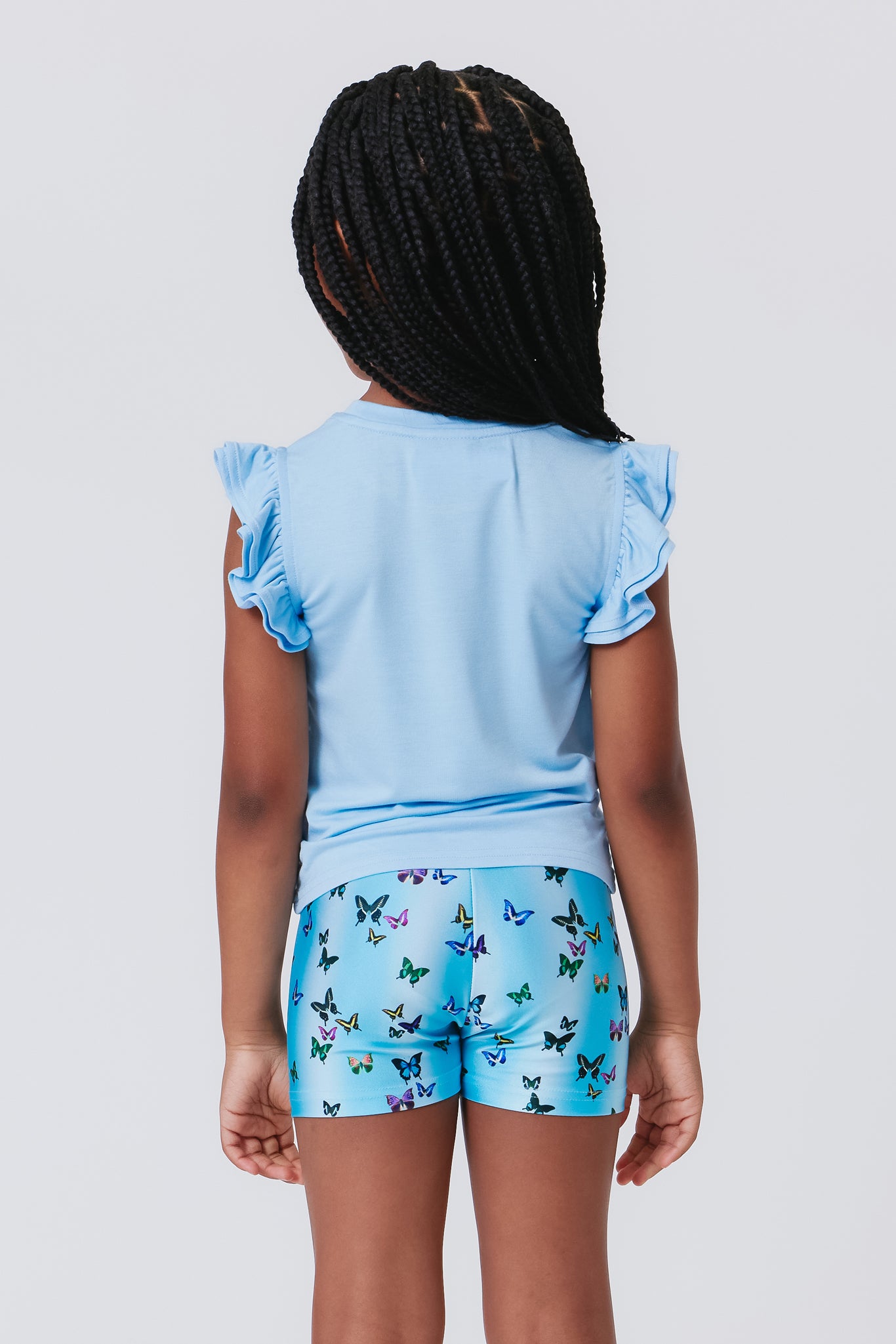 Girls Ruffle Sleeve Crop Tee in Cotton Candy – Terez.com