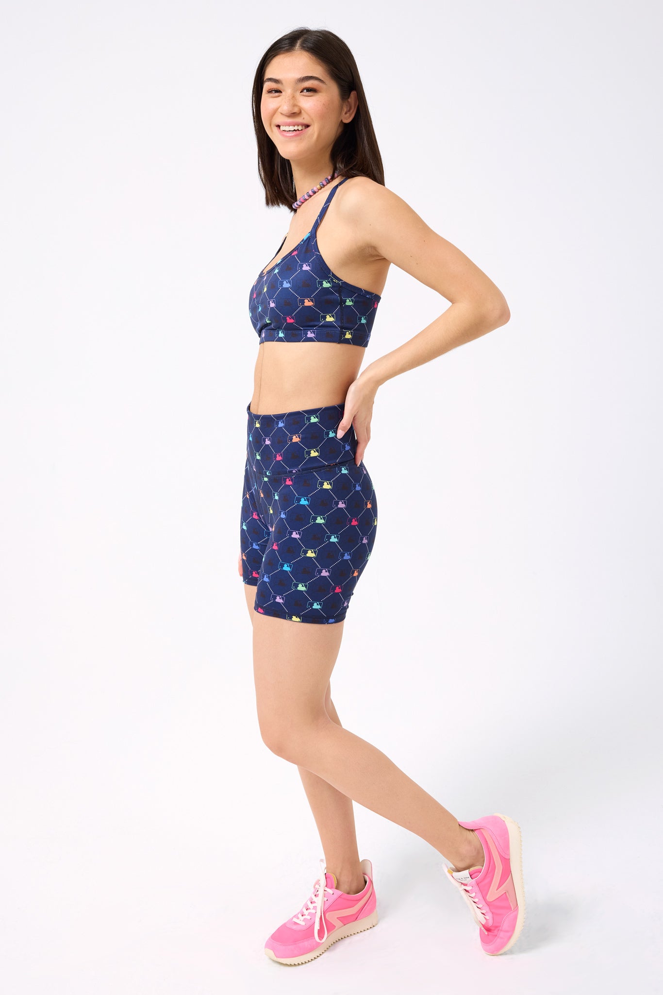 Batterman TLC Y-Back Bralette in Neon Rainbow Monogram – Terez.com