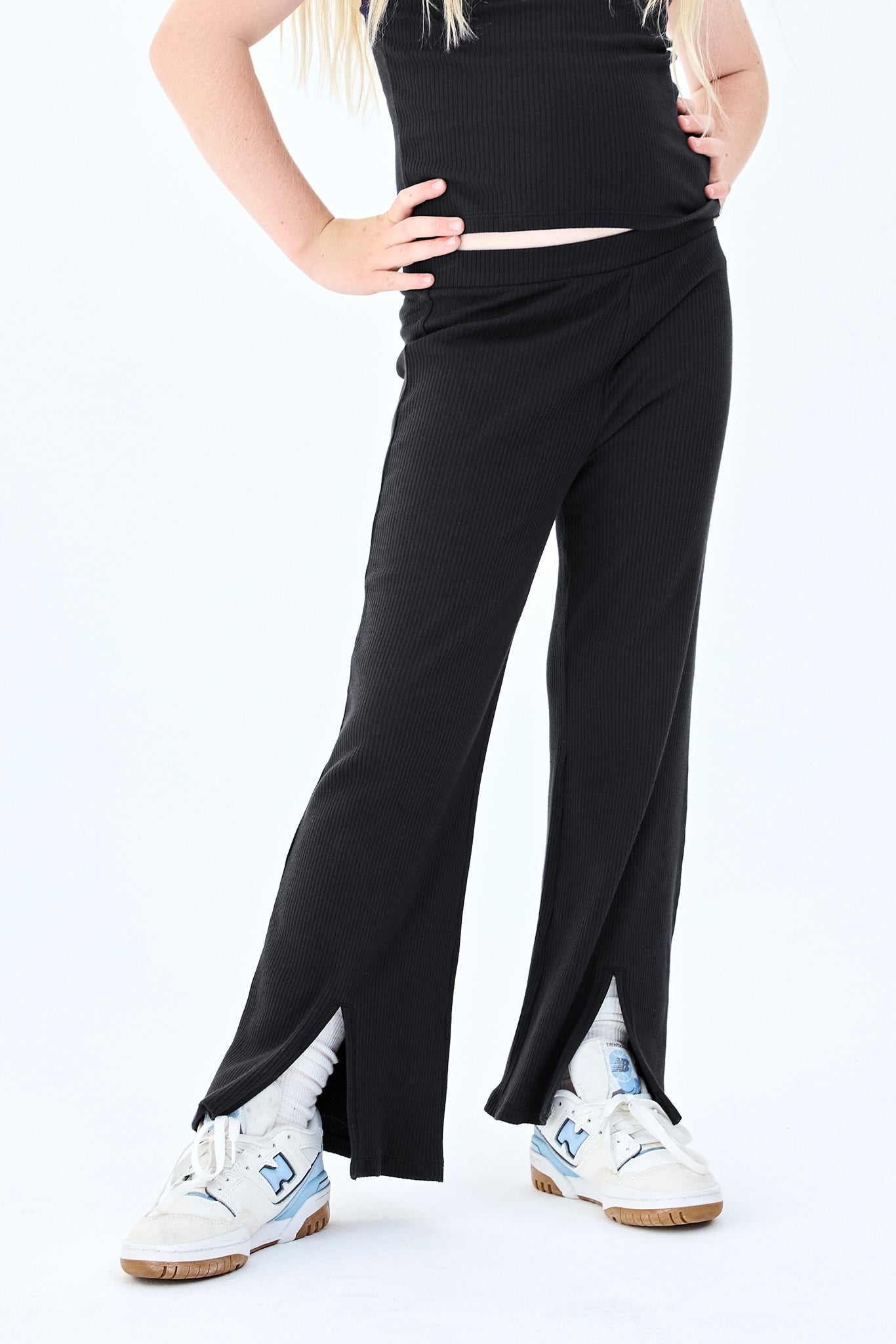 Girls Rib Split Flare Pant in Black – Terez.com
