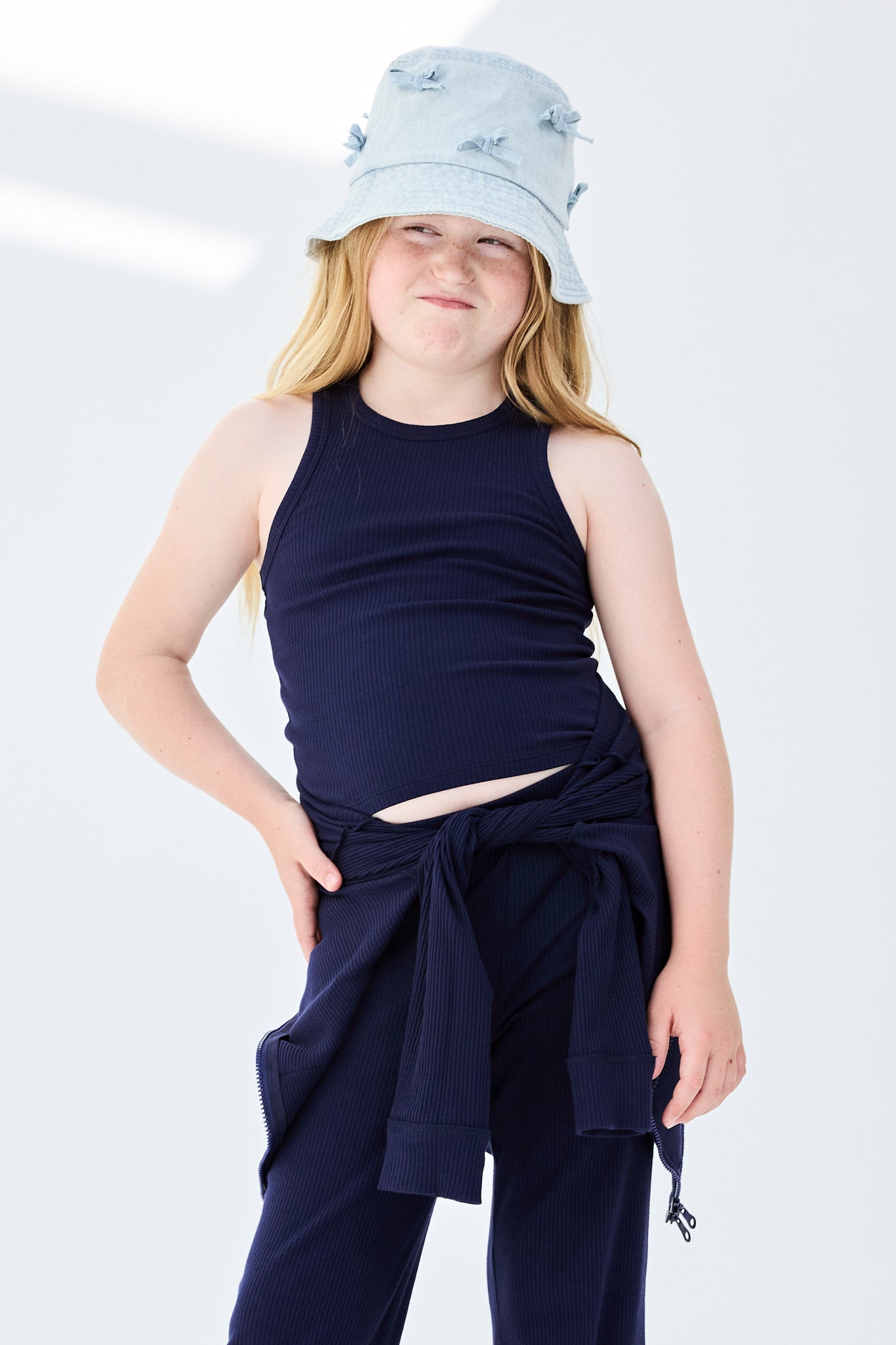 Girls Rib Tank in Navy – Terez.com