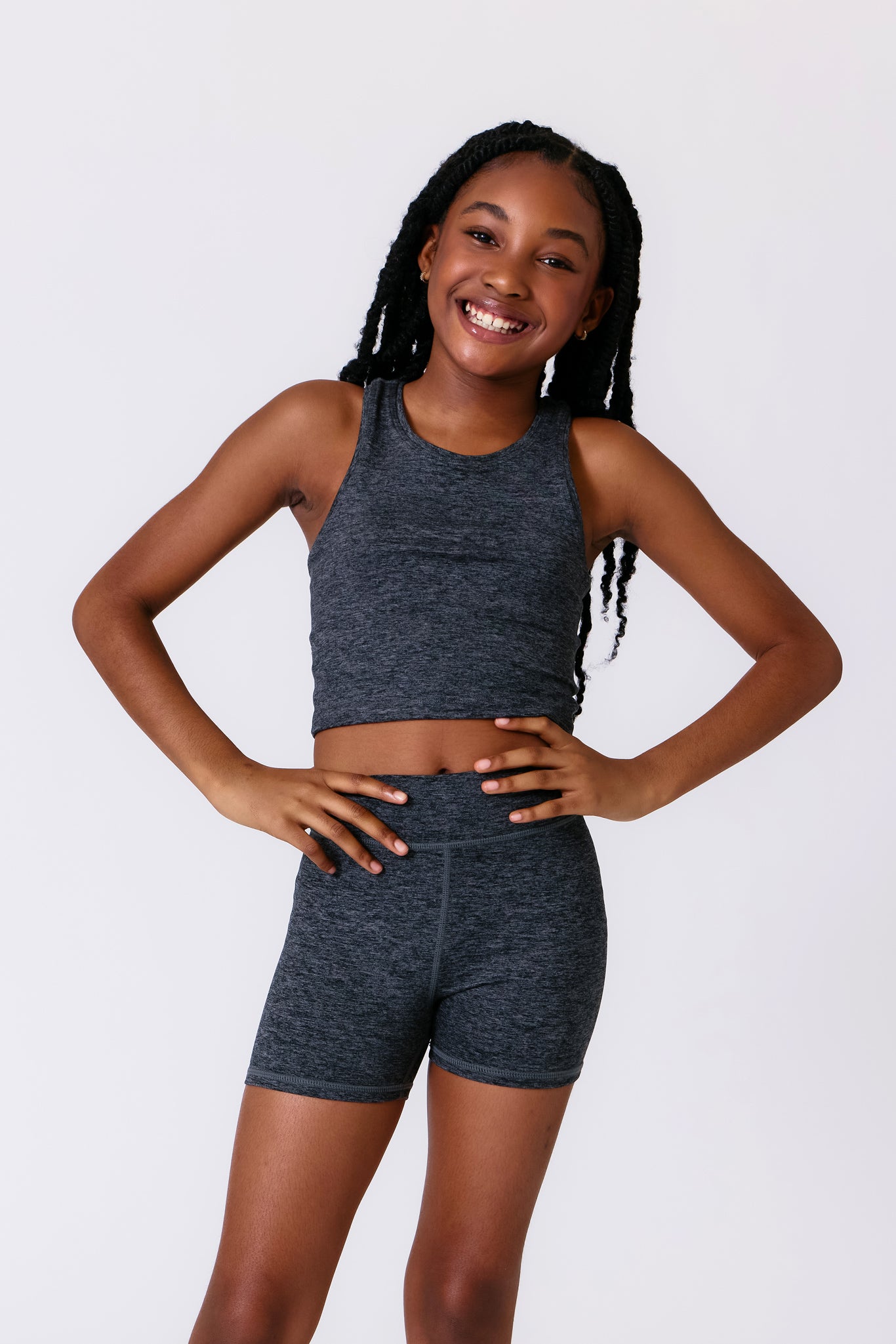 Girls TLC Crop Top in Dark Heathered Gray – Terez.com