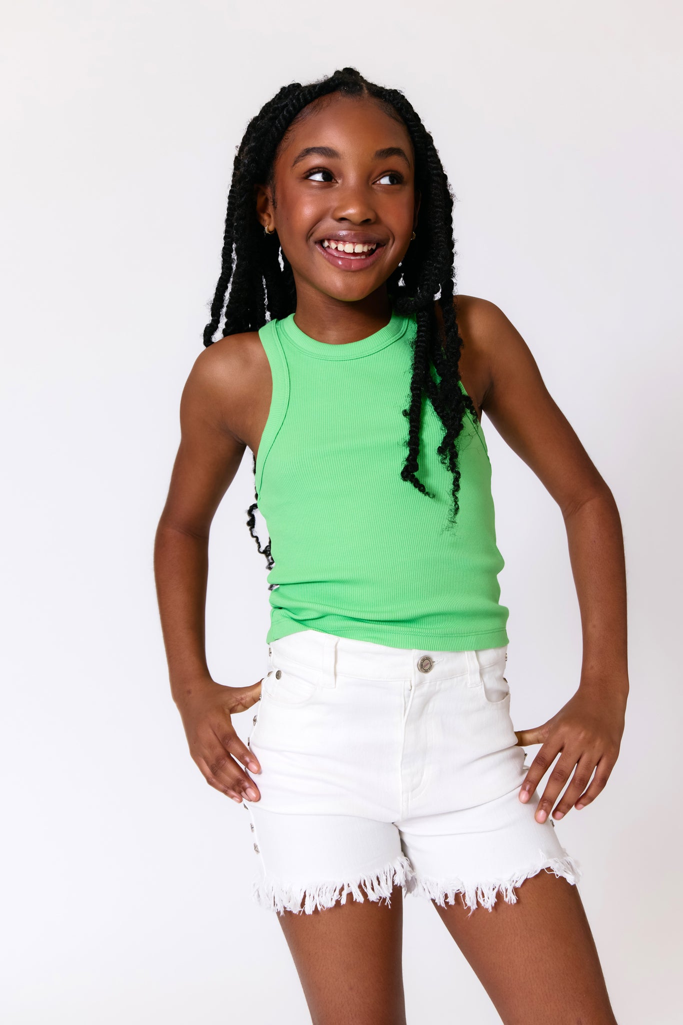 Girls Rib Tank in Tropic Green – Terez.com