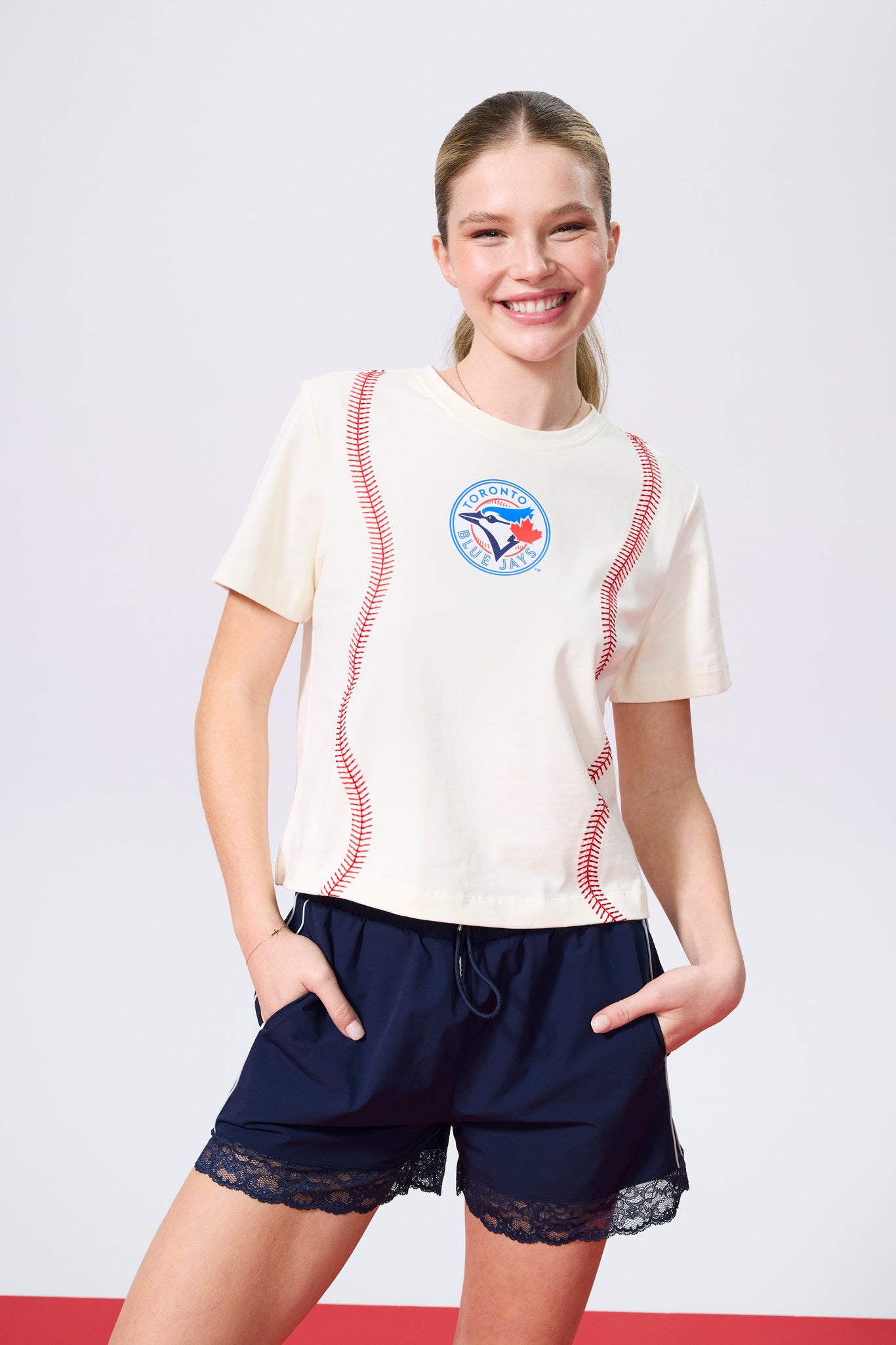 Blue Jays Baseball Stitch Tee in Sugar Swizzle – Terez.com